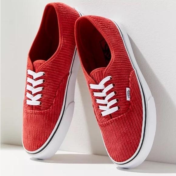Vans | Shoes | Vans Red Corduroy Authentic Sneakers | Poshmark